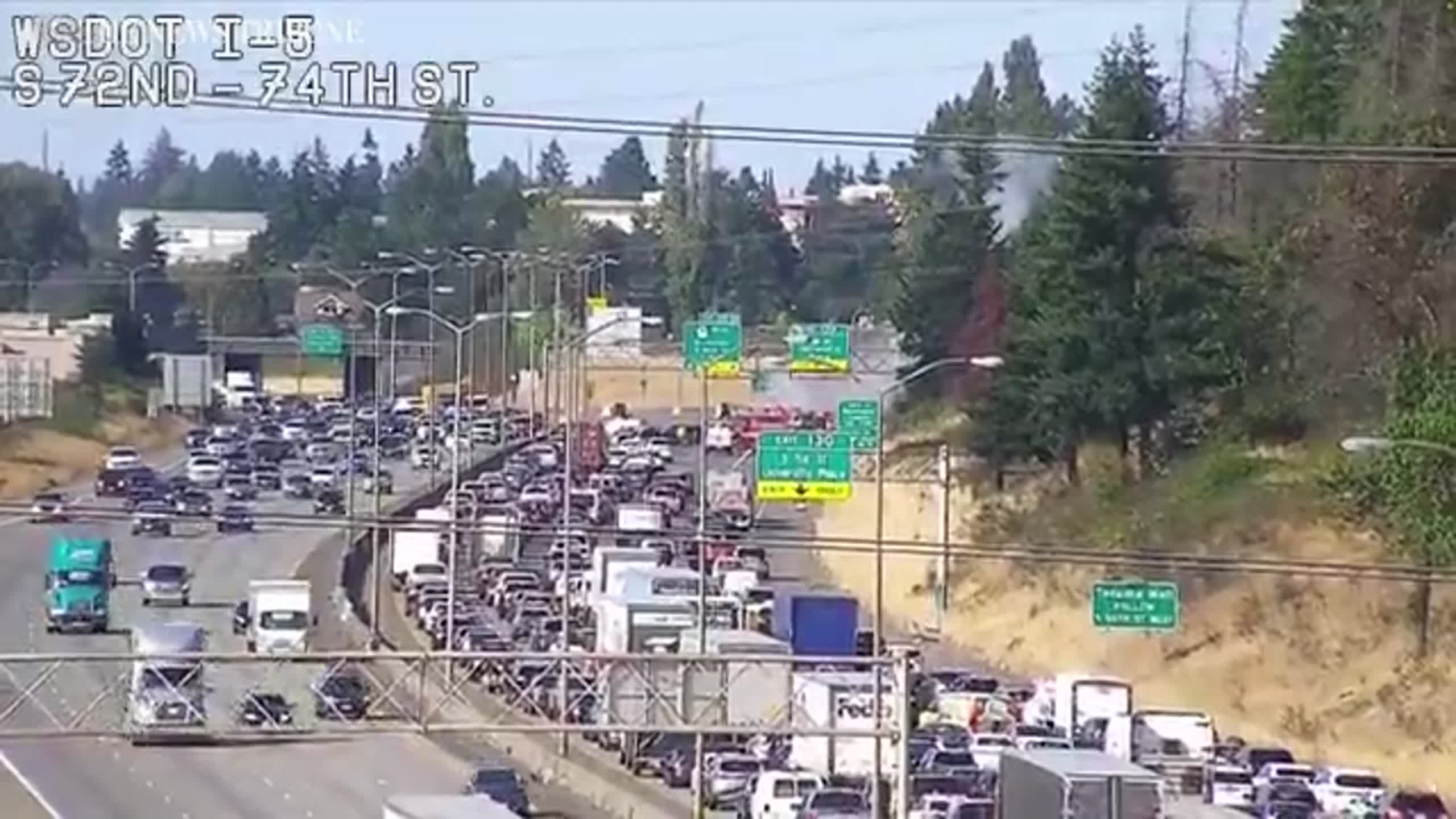 Semi truck fire creates traffic jam on Interstate 5 through Tacoma ...