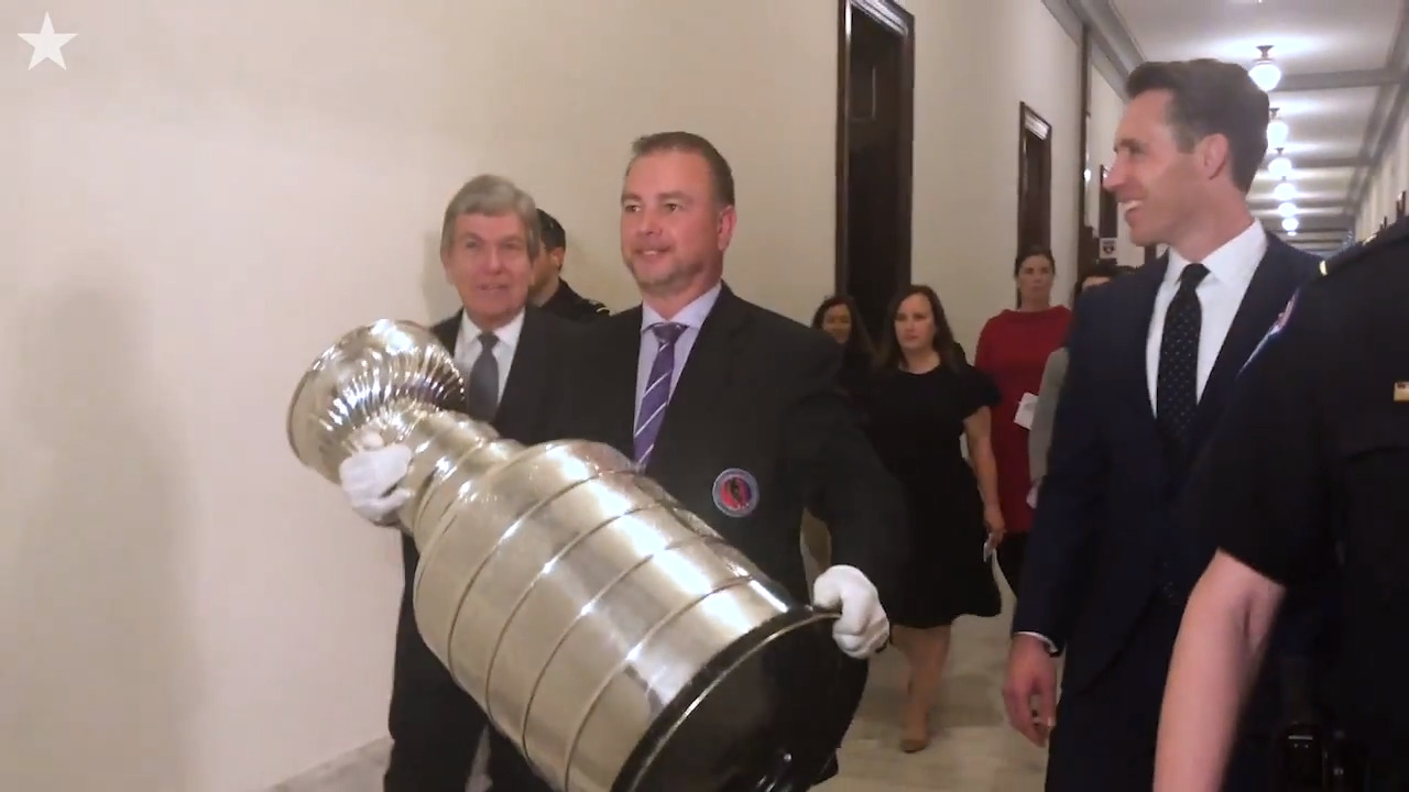 Blunt and Hawley escort Stanley Cup as celebration of Blues' victory ...