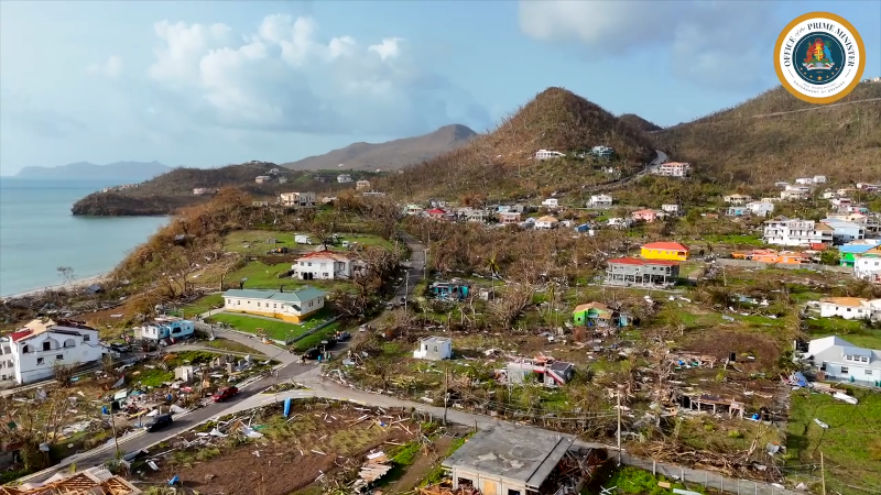 Aerial view captures extensive devastation in Carriacou caused by ...