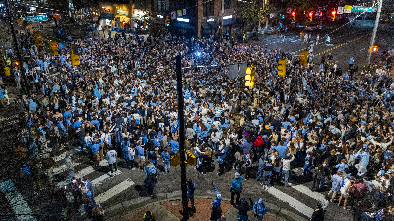 UNC fans flood Franklin street After 84-79 victory over Duke | Raleigh ...