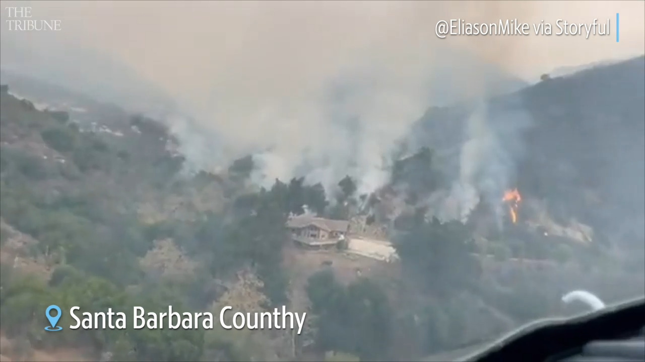 CA wildfire: Alisal Fire whirls near Santa Barbara (Video) | San Luis ...