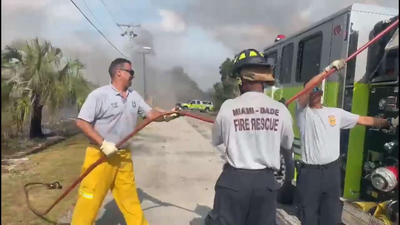 Miami-Dade Fire Rescue respond to brush fire near Card Sound Road ...
