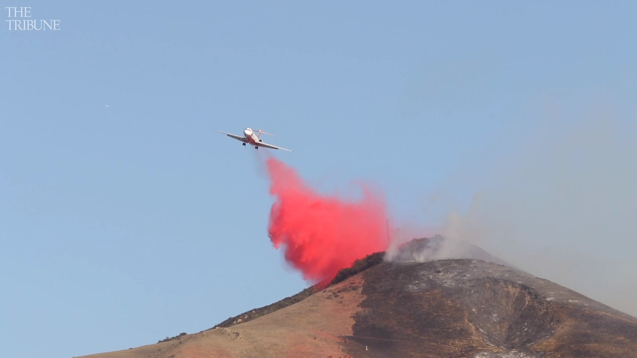 See tankers drop on Camino Fire on ridge south of Lopez Lake | San Luis ...