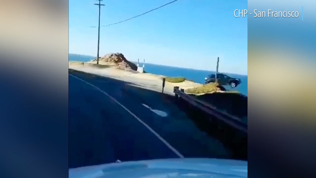 CHP: New witness confirms car flying off CA cliff video real ...
