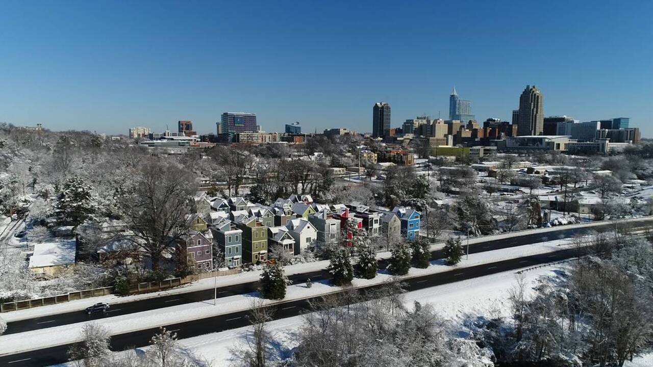 Drone footage of Raleigh’s winter wonderland snowfall (Video) | Raleigh ...