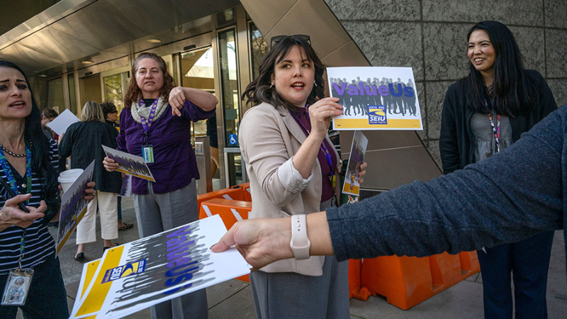 Video: CA Department of Education workers protest Newsom RTO policy ...