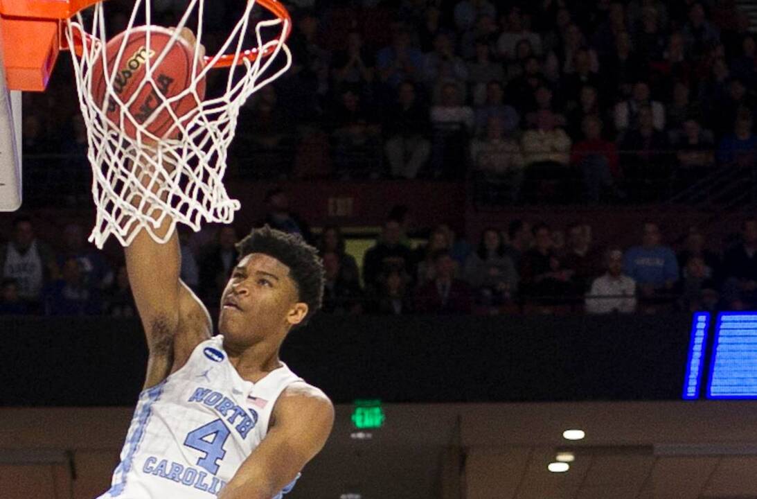 UNC's Isaiah Hicks on the final stretch of the win over Arkansas ...