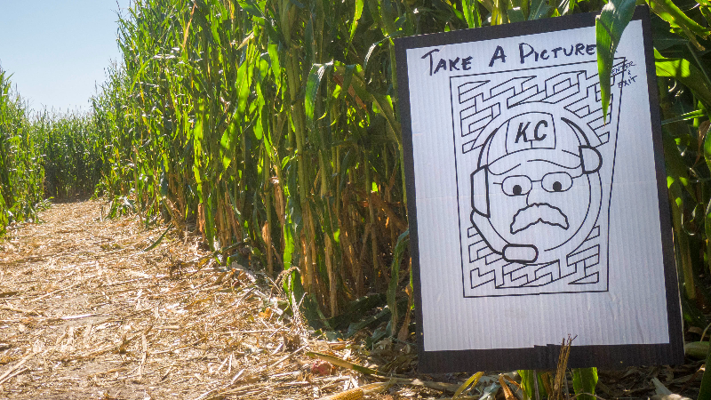 Kansas Chiefs Head Coach Andy Reid carved in Cass County corn field ...
