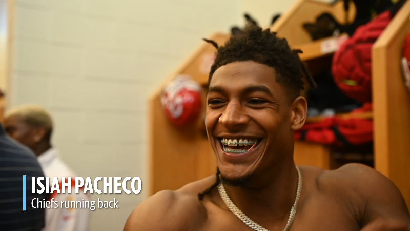 Watch Chiefs' running back Isiah Pacheco react to praise from Patrick ...