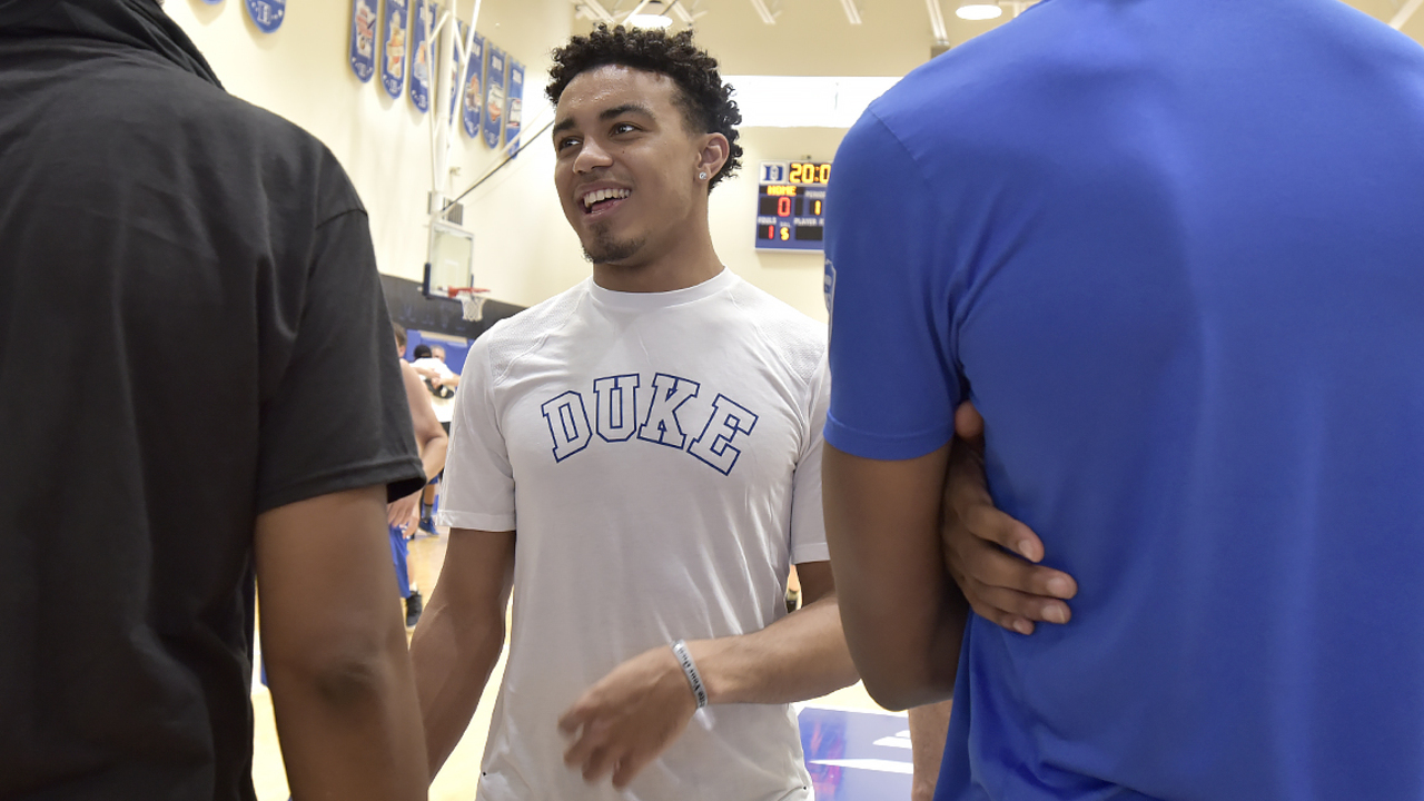 Video of Tre Jones, Duke incoming freshman point guard talking about ...