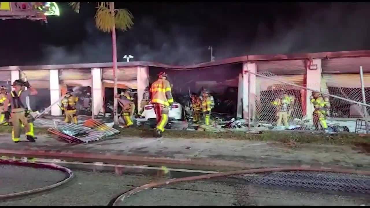 Car crashed into storage unit in Miami Gardens and causes fire | Miami ...