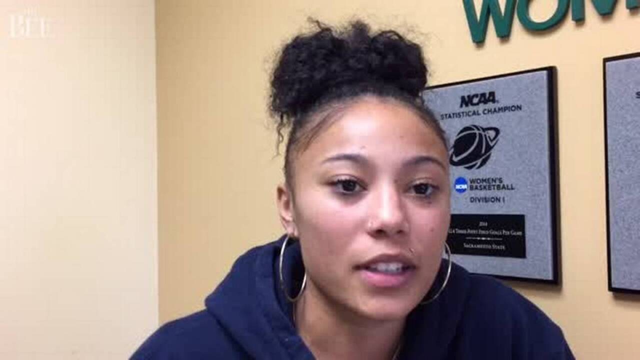 Sac State coach Bunky Harkleroad and star Maranne Johnson on a three ...