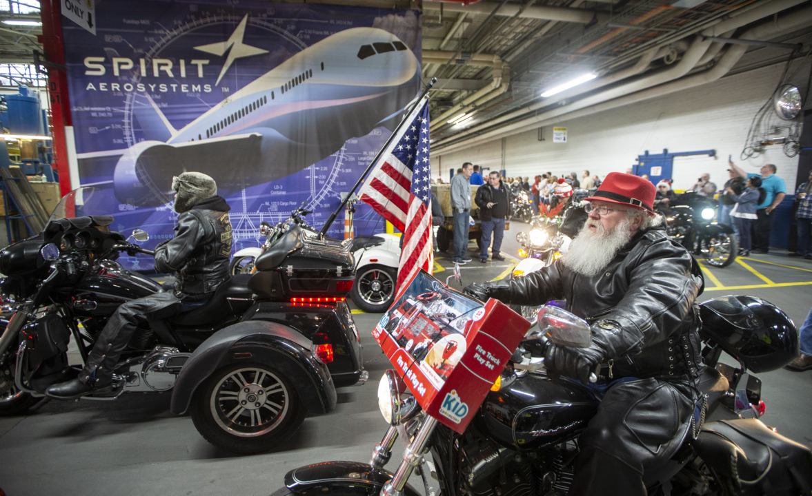 Motorcycles ride through Spirit plane factory | Wichita Eagle