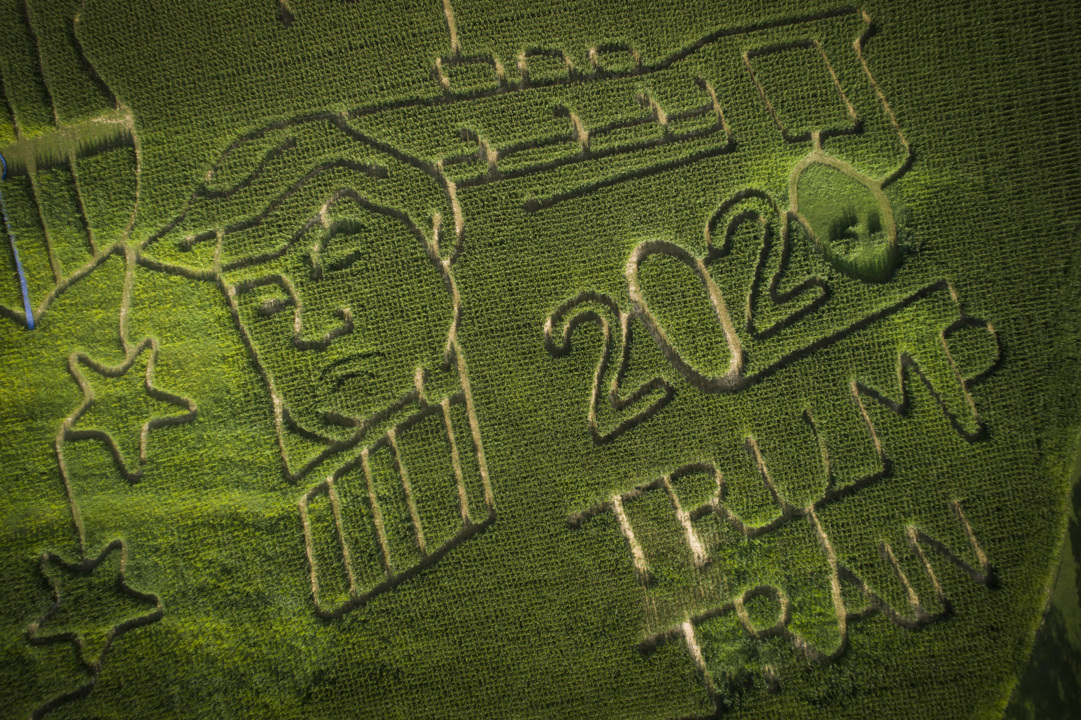 Aerial video: Trump train corn maze in Jackson County | Lexington ...