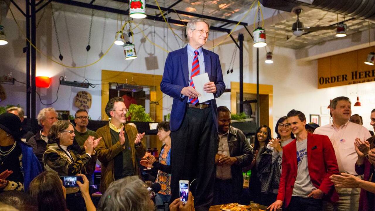 Durham mayoral candidate Steve Schewel thanks supporters and his mom ...