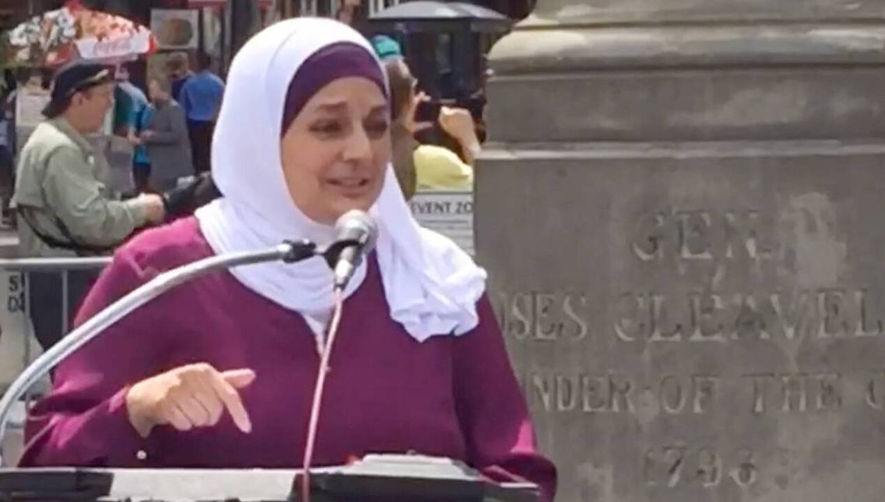 Rose Hamid speaks outside the Republican National Convention | Raleigh ...