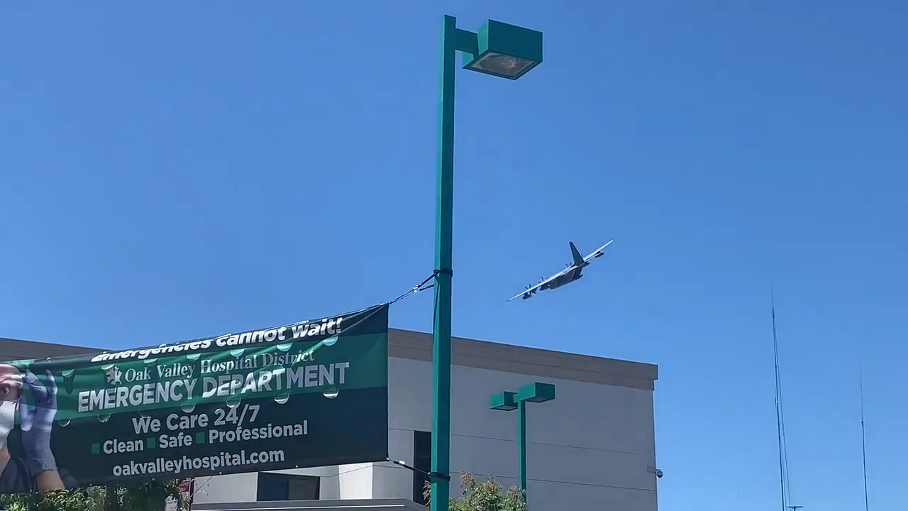 National Guard combat airplane flies over area hospitals | Modesto Bee