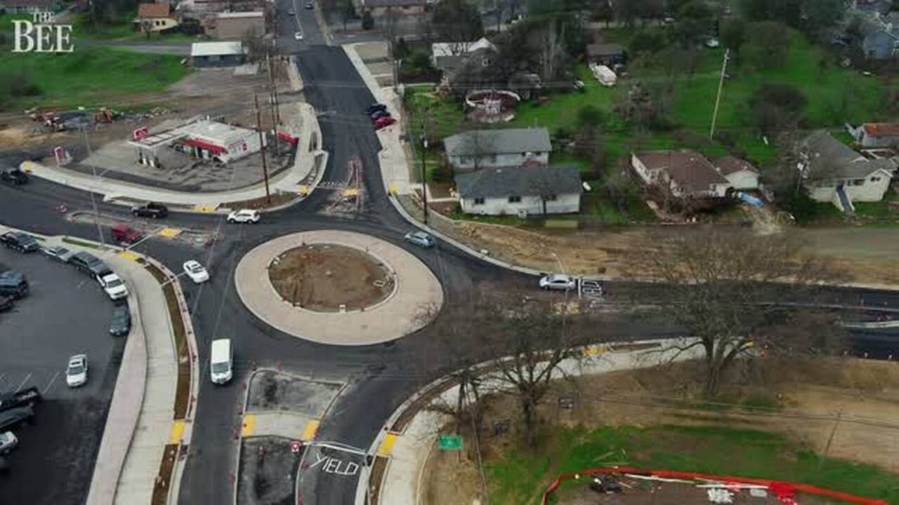 Roundabout traffic intersection in Plymouth part of California trend ...